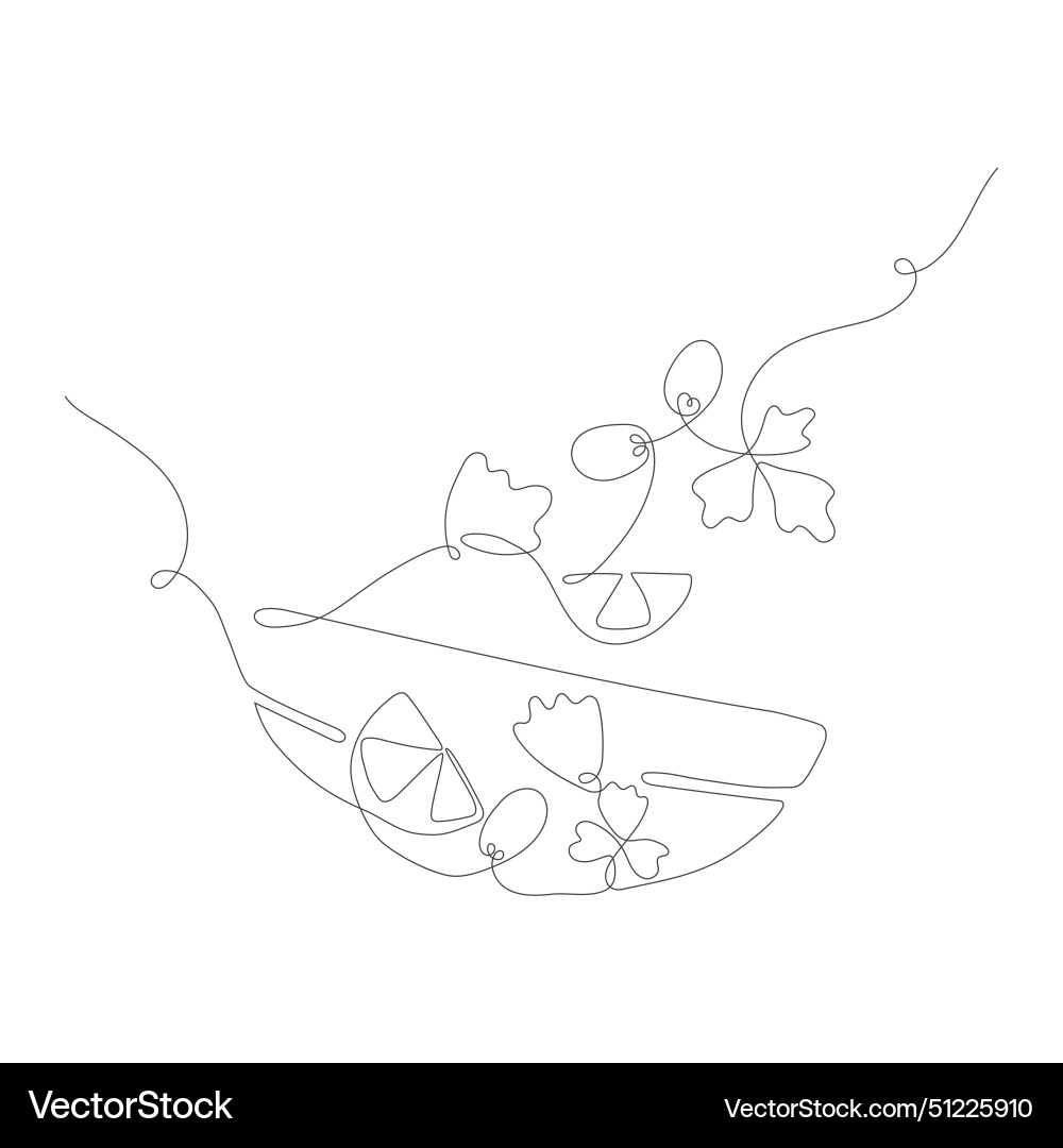 Line fresh vegetable salad hand drawn monoline Vector Image