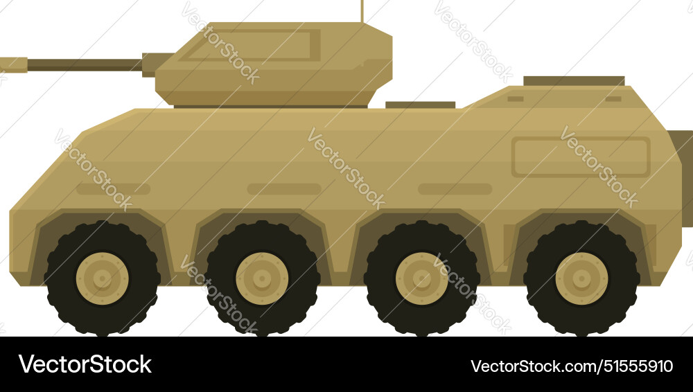 Powerful military armoured vehicle with cannon Vector Image