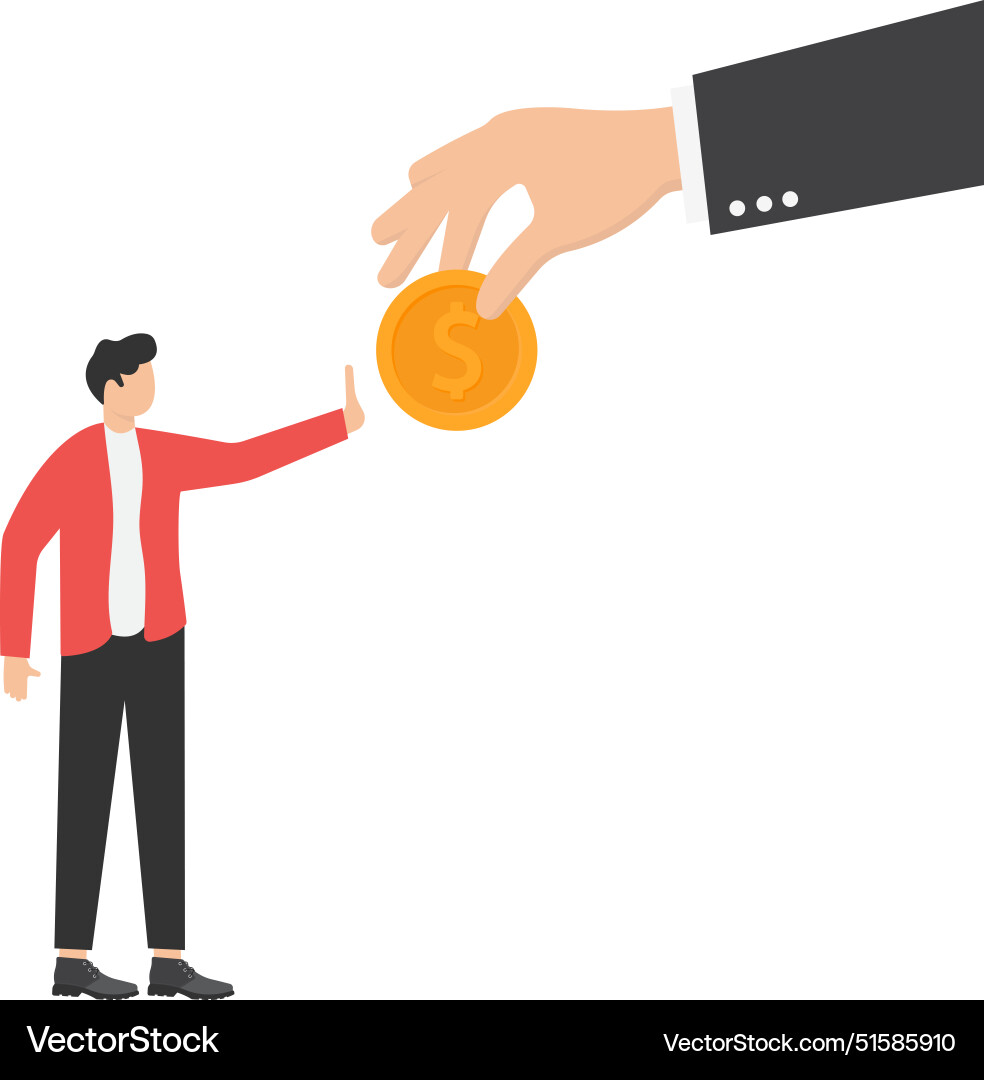 Refusal of illegal money stop corruption Vector Image