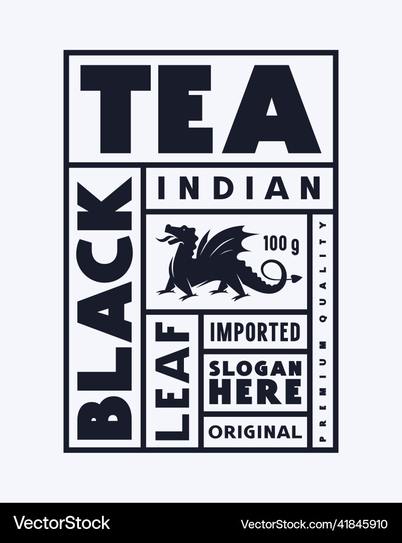 Template label for black tea Royalty Free Vector Image