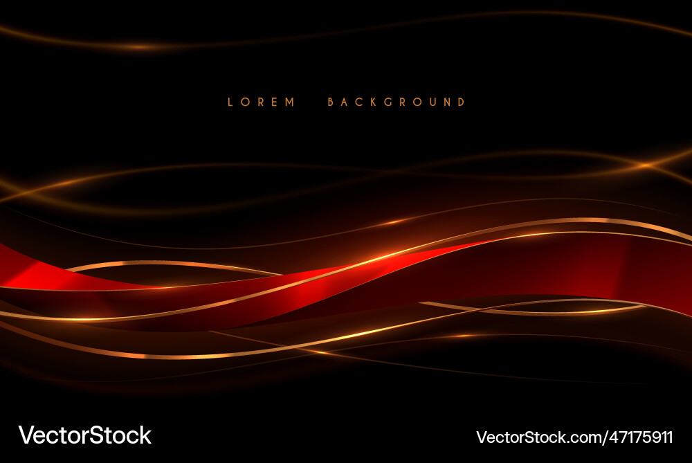 Abstract red and gold waved lines background Vector Image