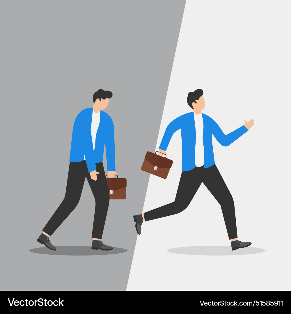 Businessman walking towards bright get out Vector Image