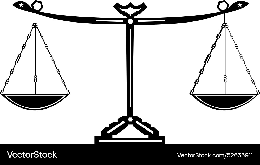 Elegant justice scales balance artwork Royalty Free Vector