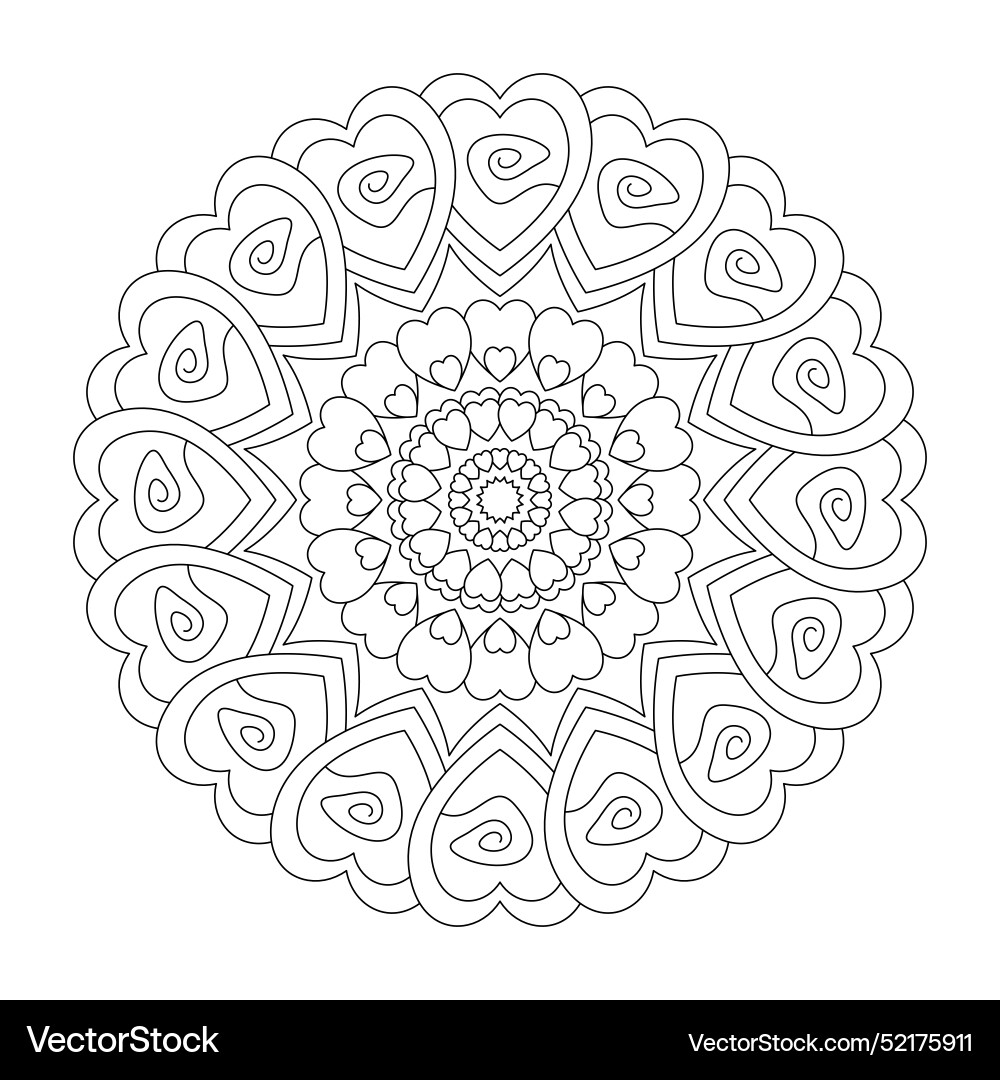 Mandala hearts Royalty Free Vector Image - VectorStock