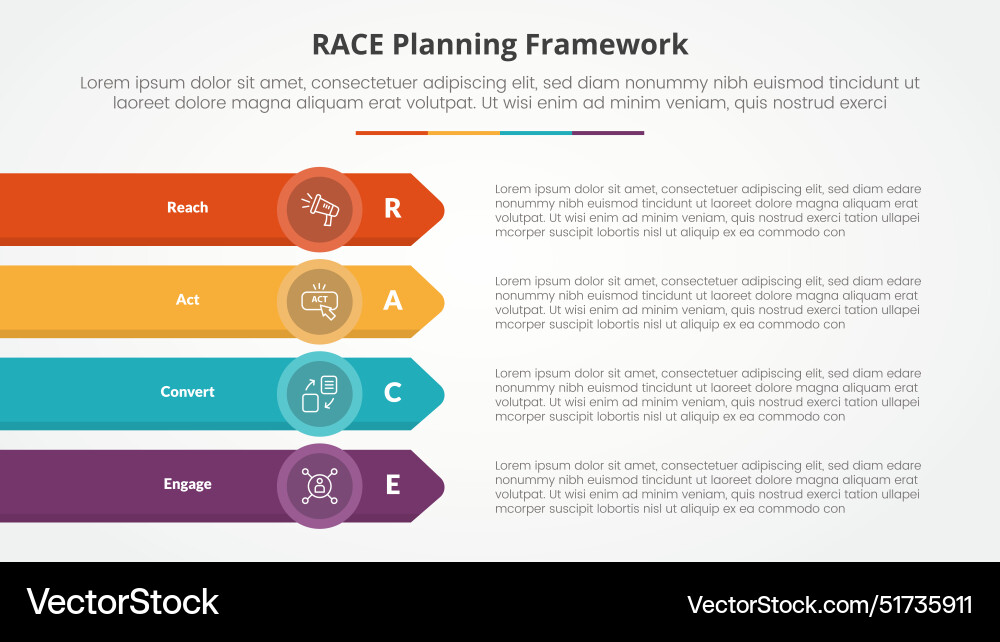 Race framework infographic concept for slide Vector Image