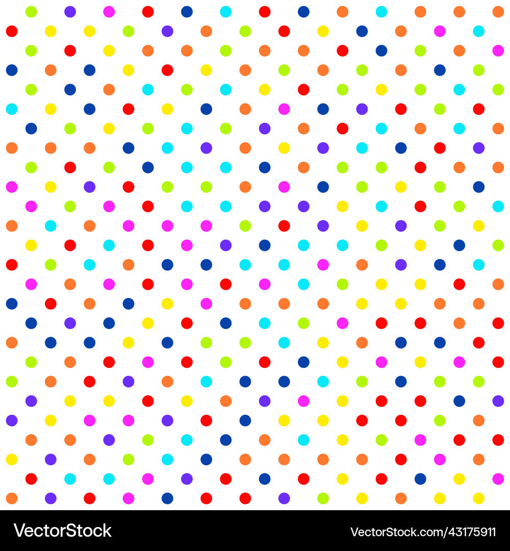 Rainbow coloured polka dot pattern background Vector Image