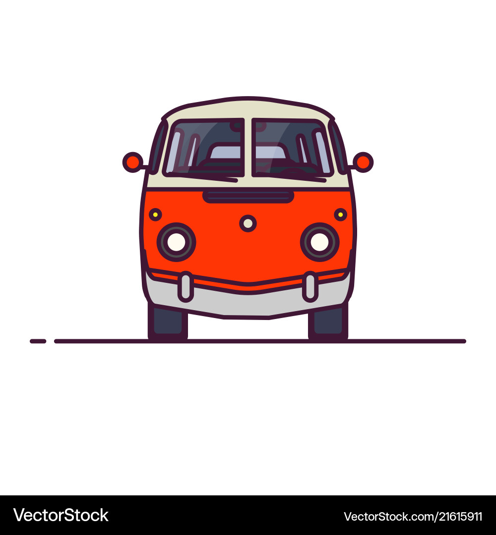Retro van front view Royalty Free Vector Image