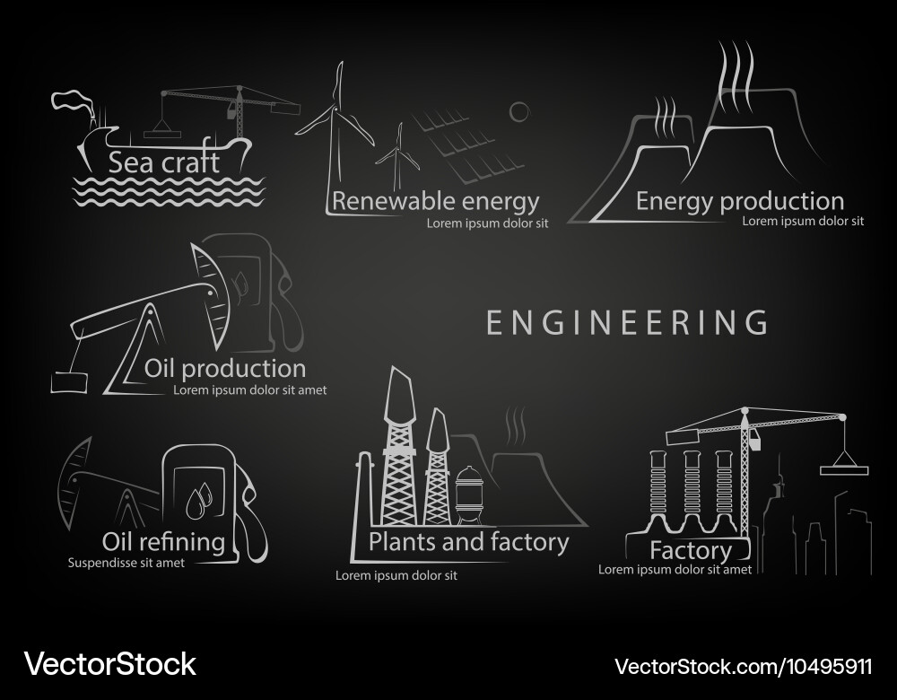 Set engineering in production Royalty Free Vector Image
