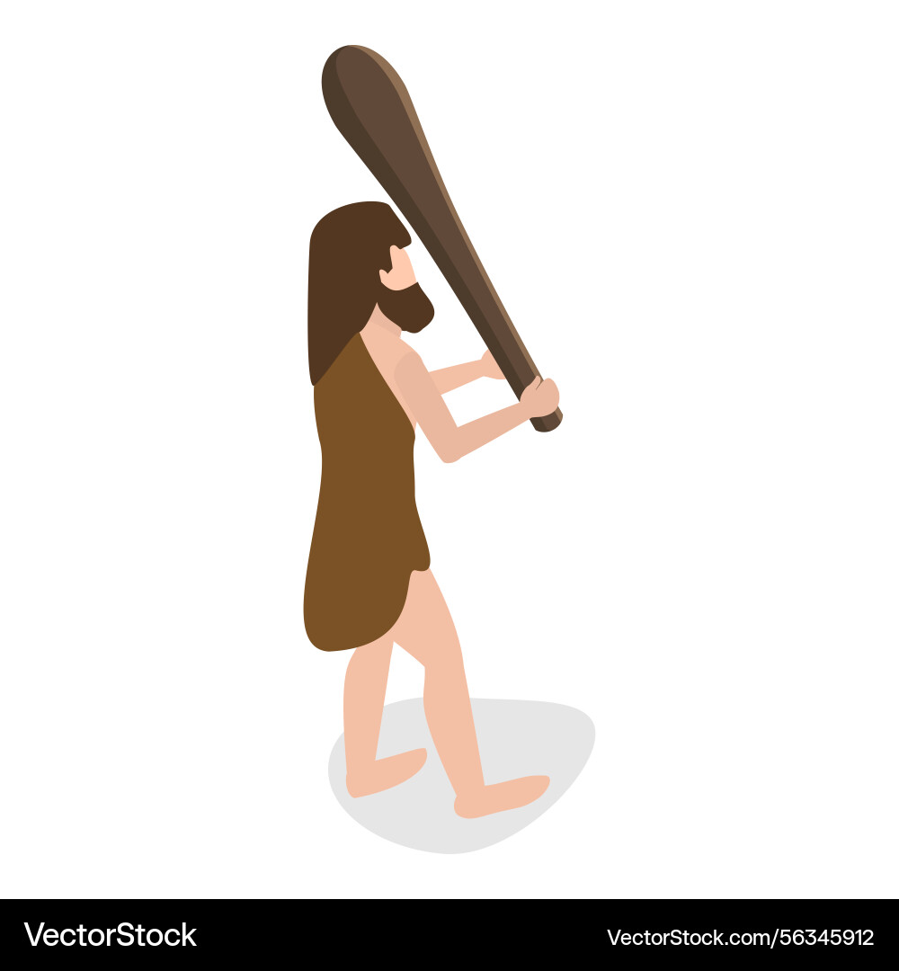 3d isometric flat set of stone age elements Vector Image