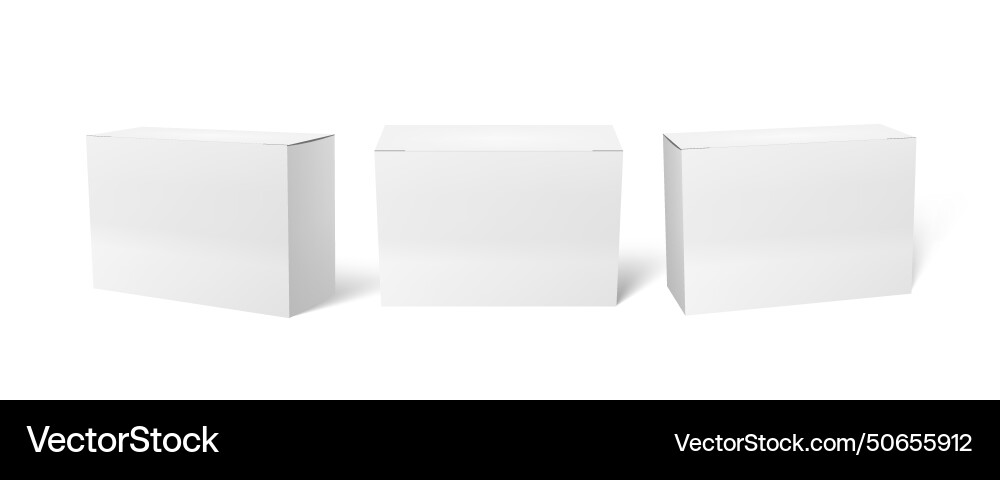 3d white box blank packaging boxes set Royalty Free Vector