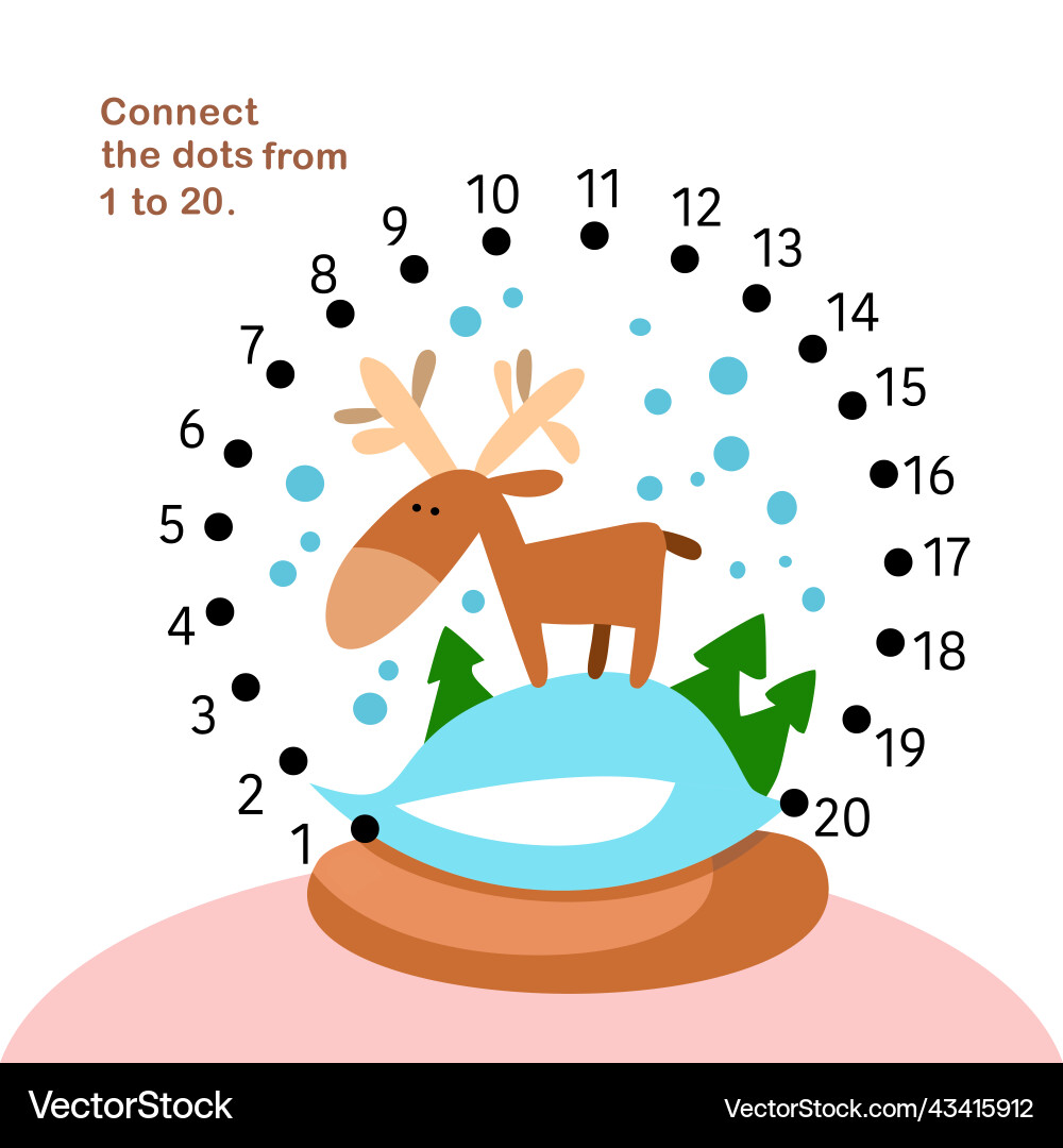 Connect the dots from 1 to 20 educational game Vector Image