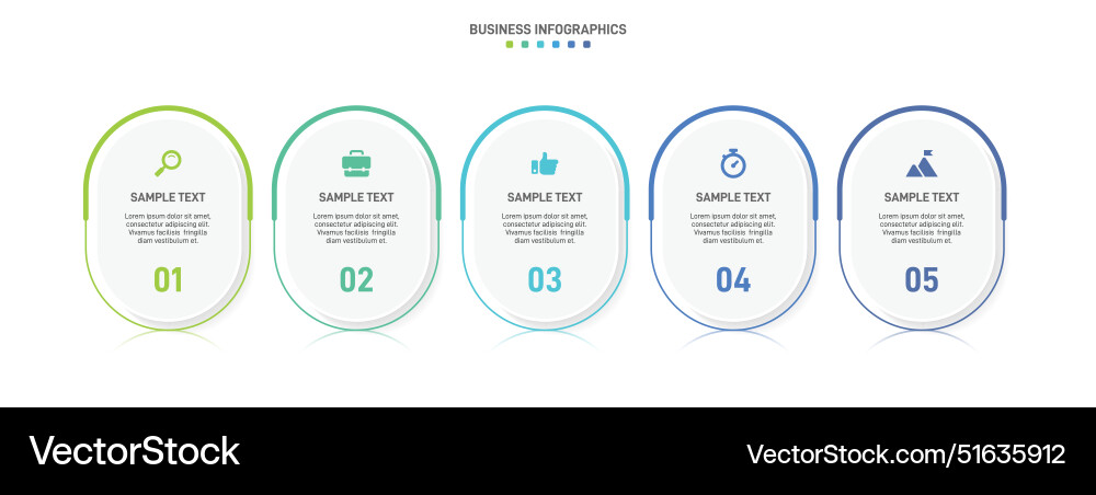 Horizontal progress bar featuring 5 arrow-shaped Vector Image