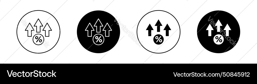 Interest growth icon set increase percentage Vector Image