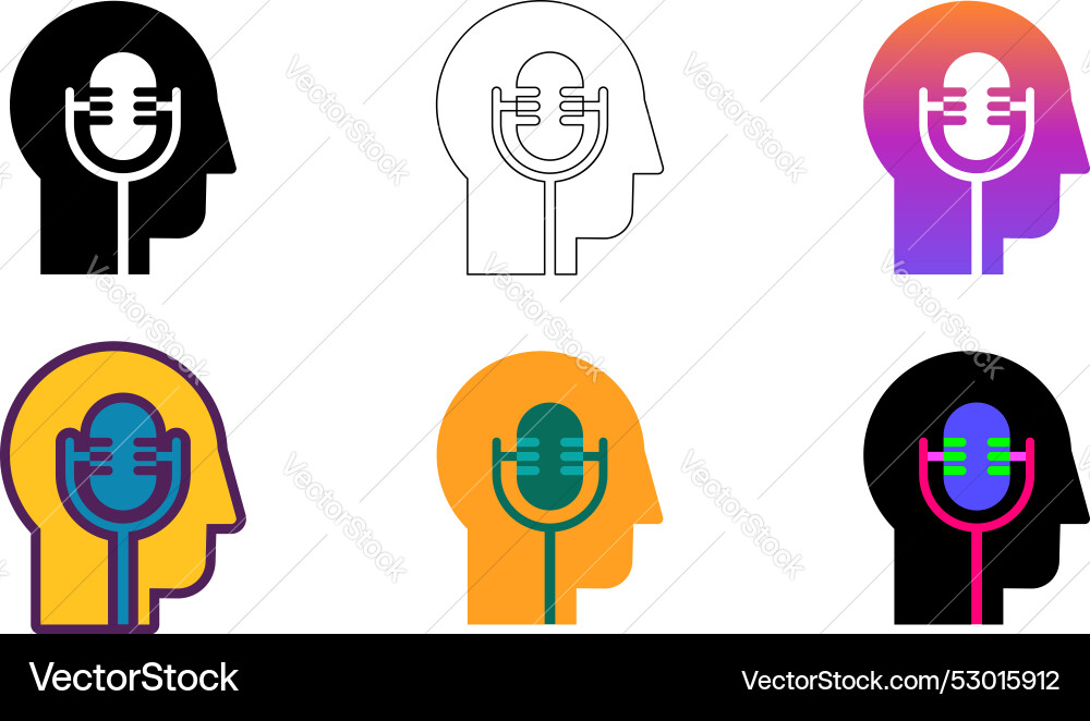 Podcast logo concepts brain and microphone symbol Vector Image