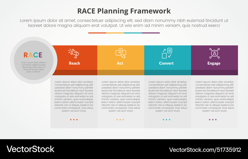Race framework infographic concept for slide Vector Image