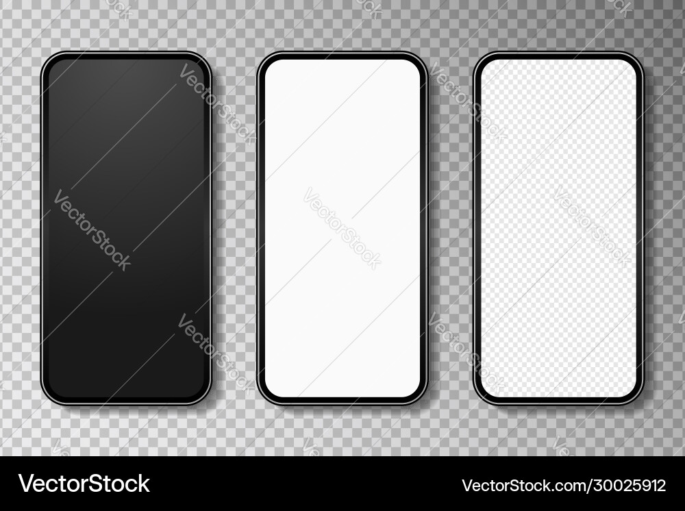 Realistic smartphone mockup set with white blank Vector Image