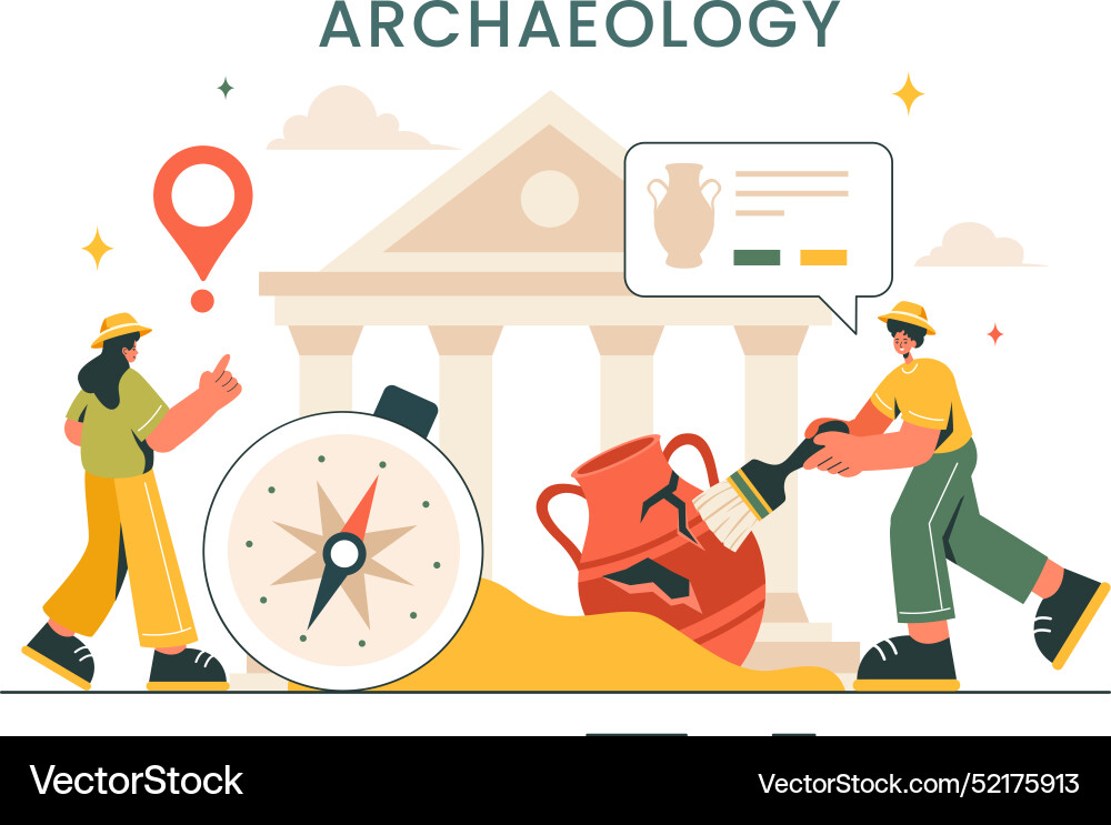 Archaeology featuring an archaeological Royalty Free Vector