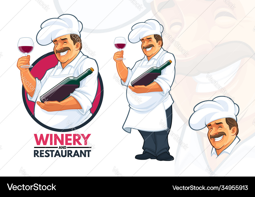 Chef serving wine Royalty Free Vector Image - VectorStock