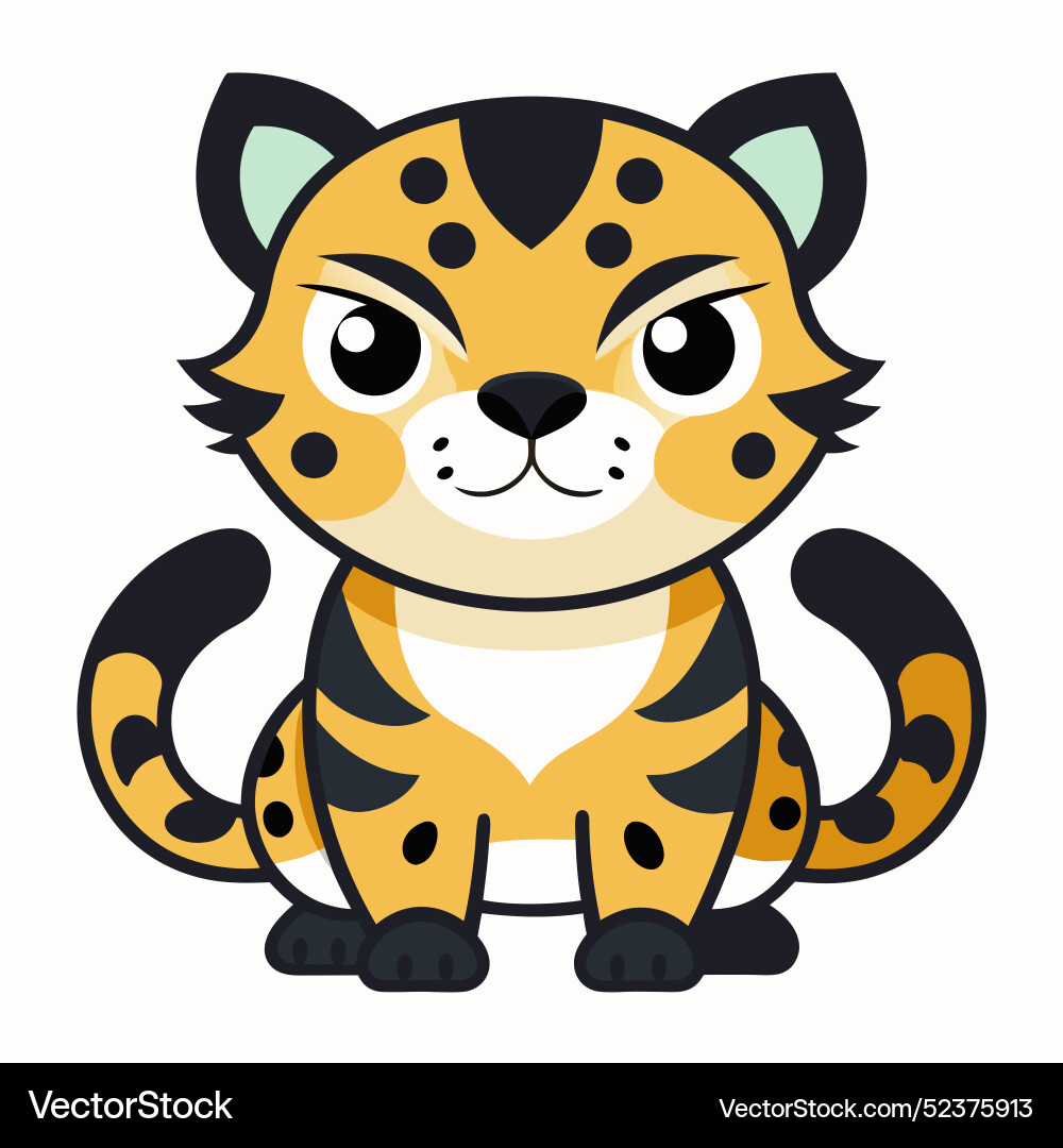 Clouded leopard stands kawaii Royalty Free Vector Image