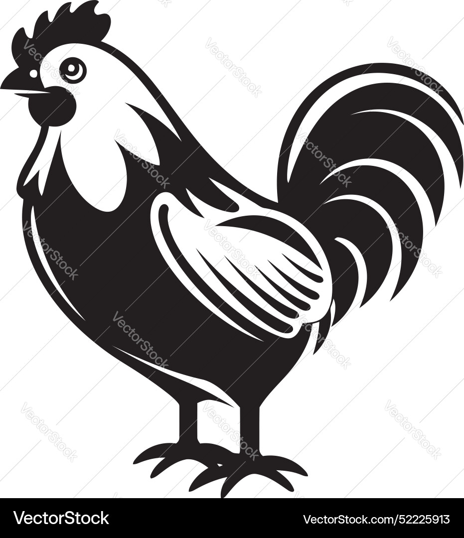 Eggstatic elegance monochrome chicken icon Vector Image