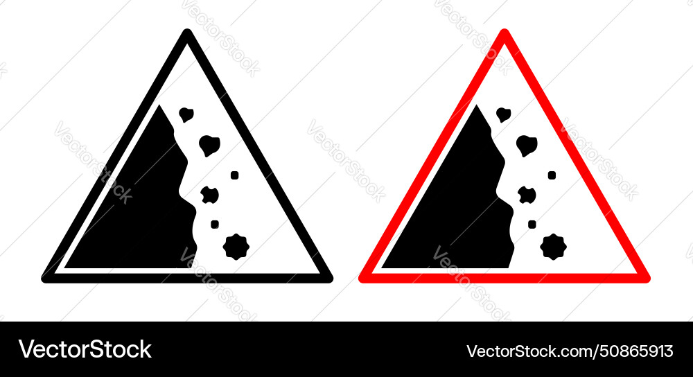 Falling rocks or debris warning road sign icon Vector Image