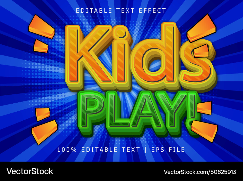Kids play editable text effect 3 dimension emboss Vector Image