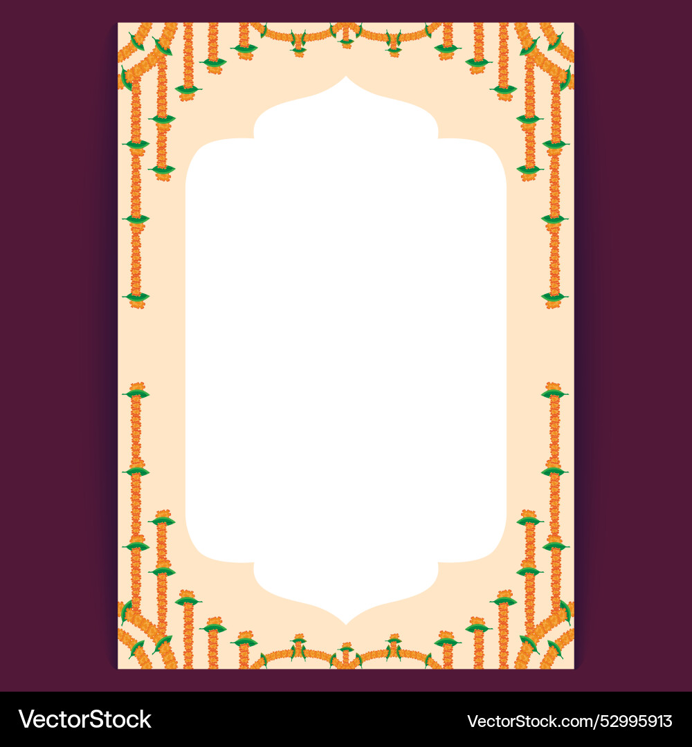 Marigold garland corner design template Royalty Free Vector