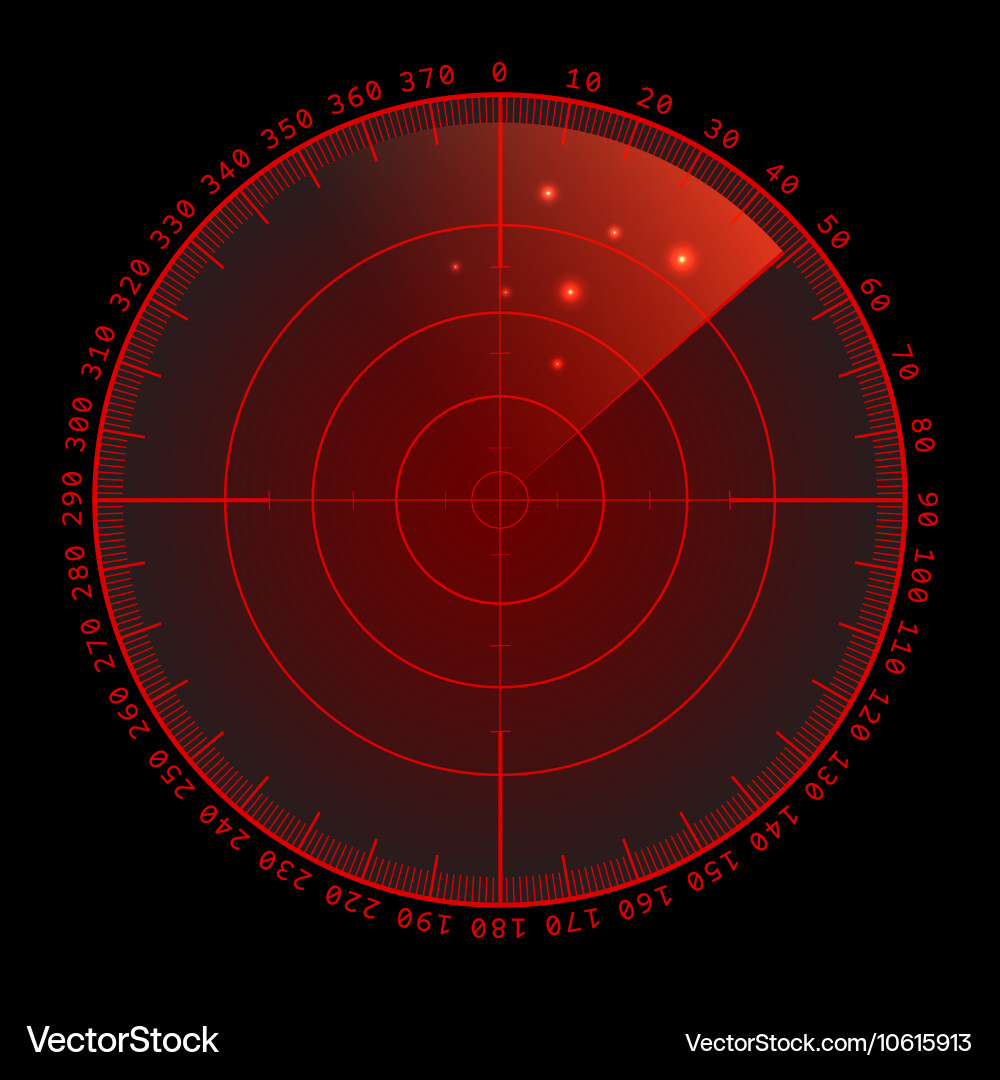 Military green radar screen with target Royalty Free Vector