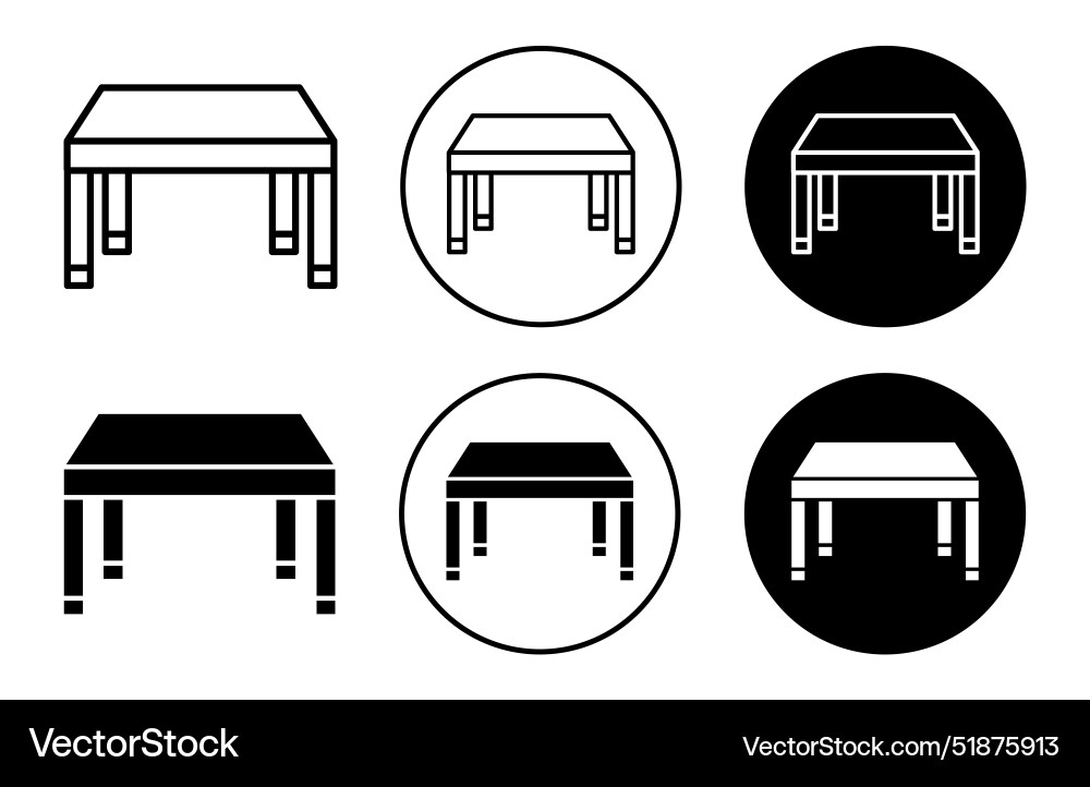 Table icon outline flat Royalty Free Vector Image