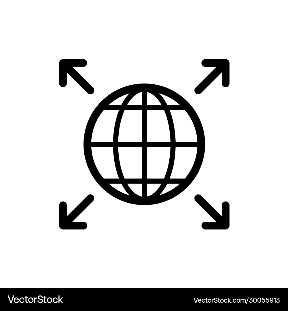 Word Erweiterung Icon Erdkugel Symbol mit vier Vektorbild