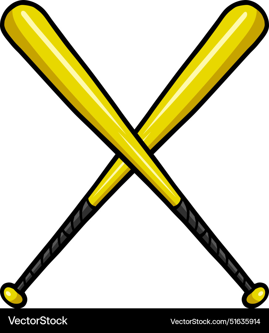 Baseball bat crossed bats Royalty Free Vector Image