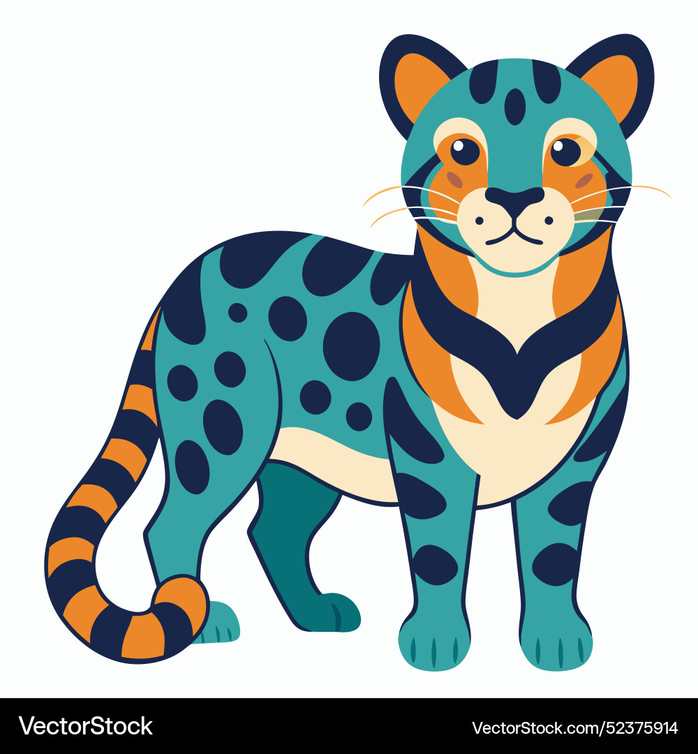 Clouded leopard stay kawaii Royalty Free Vector Image
