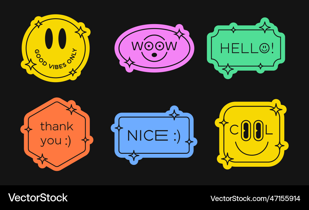 Cool trendy retro stickers collection geometric Vector Image