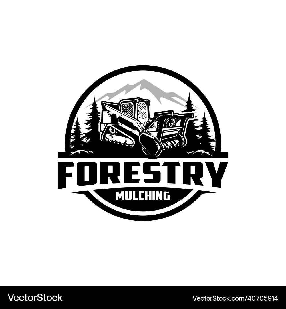 Forestry mulching machine isolated logo Royalty Free Vector