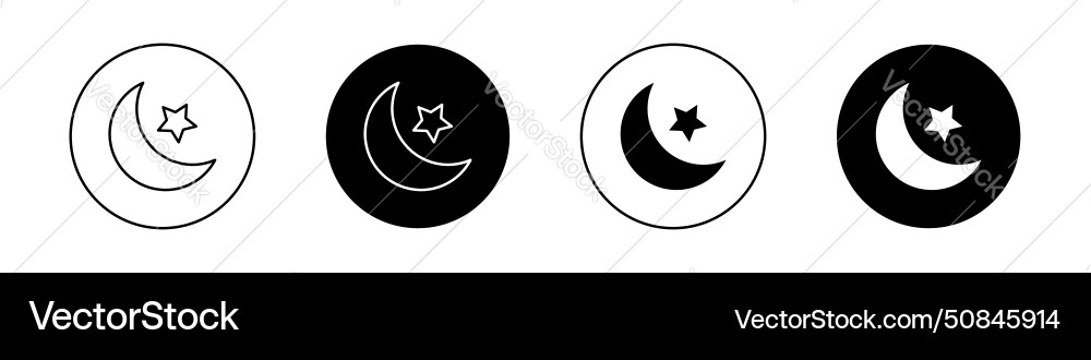 Islam star and crescent icon set muslim ramadan Vector Image