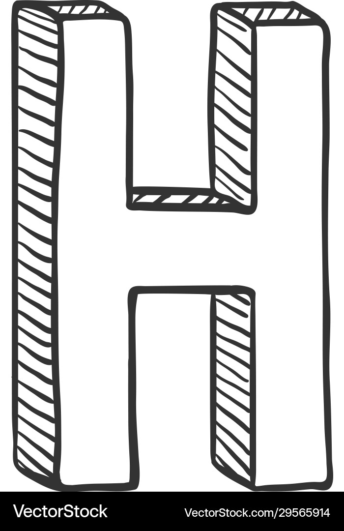 Single doodle sketch - the letter h Royalty Free Vector