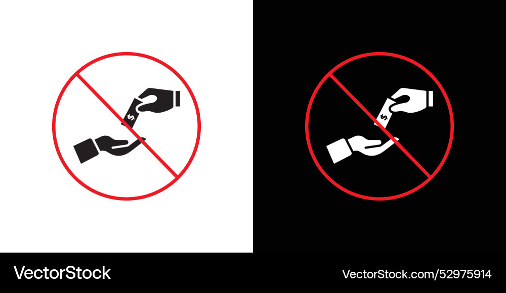 Stop corruption icon black line art logo set Vector Image
