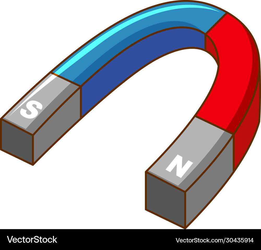U shaped magnet with blue and red color Royalty Free Vector