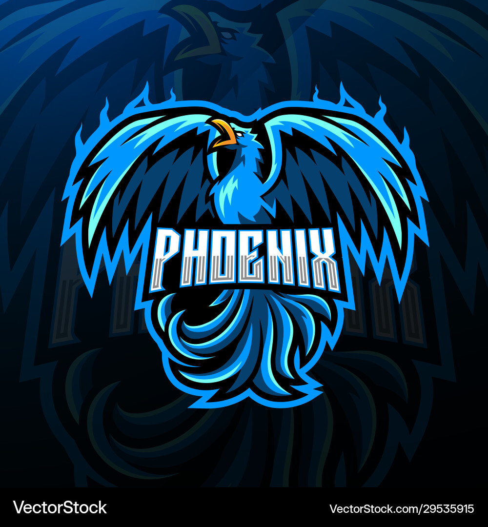 Blue Phoenix Esports Logo Royalty Free Vector Image