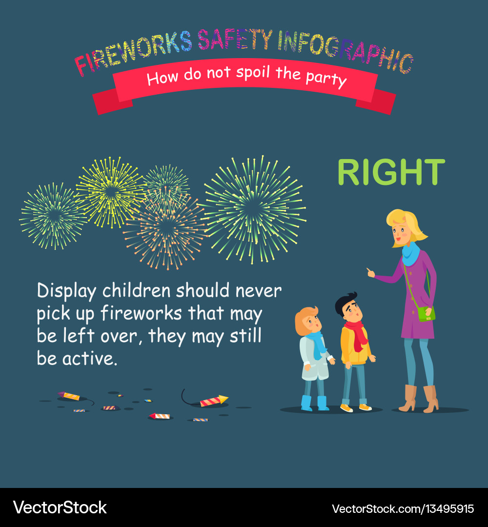 Fireworks safety infographic teaching children Vector Image