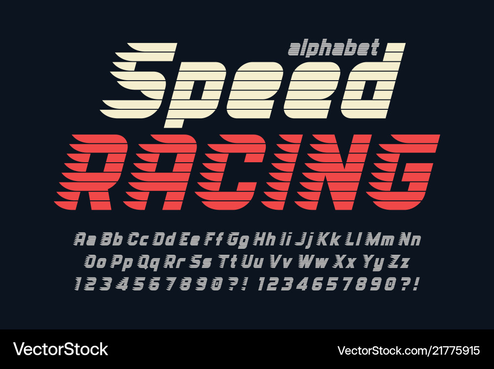 Racing display font design alphabet letters Vector Image
