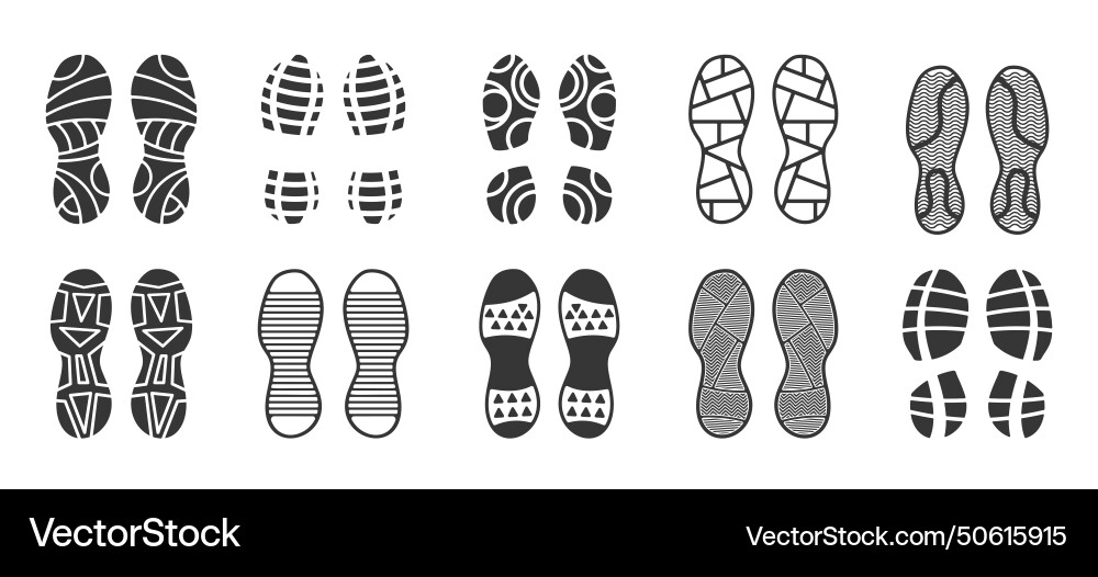 Set of prints featuring shoe soles Royalty Free Vector Image