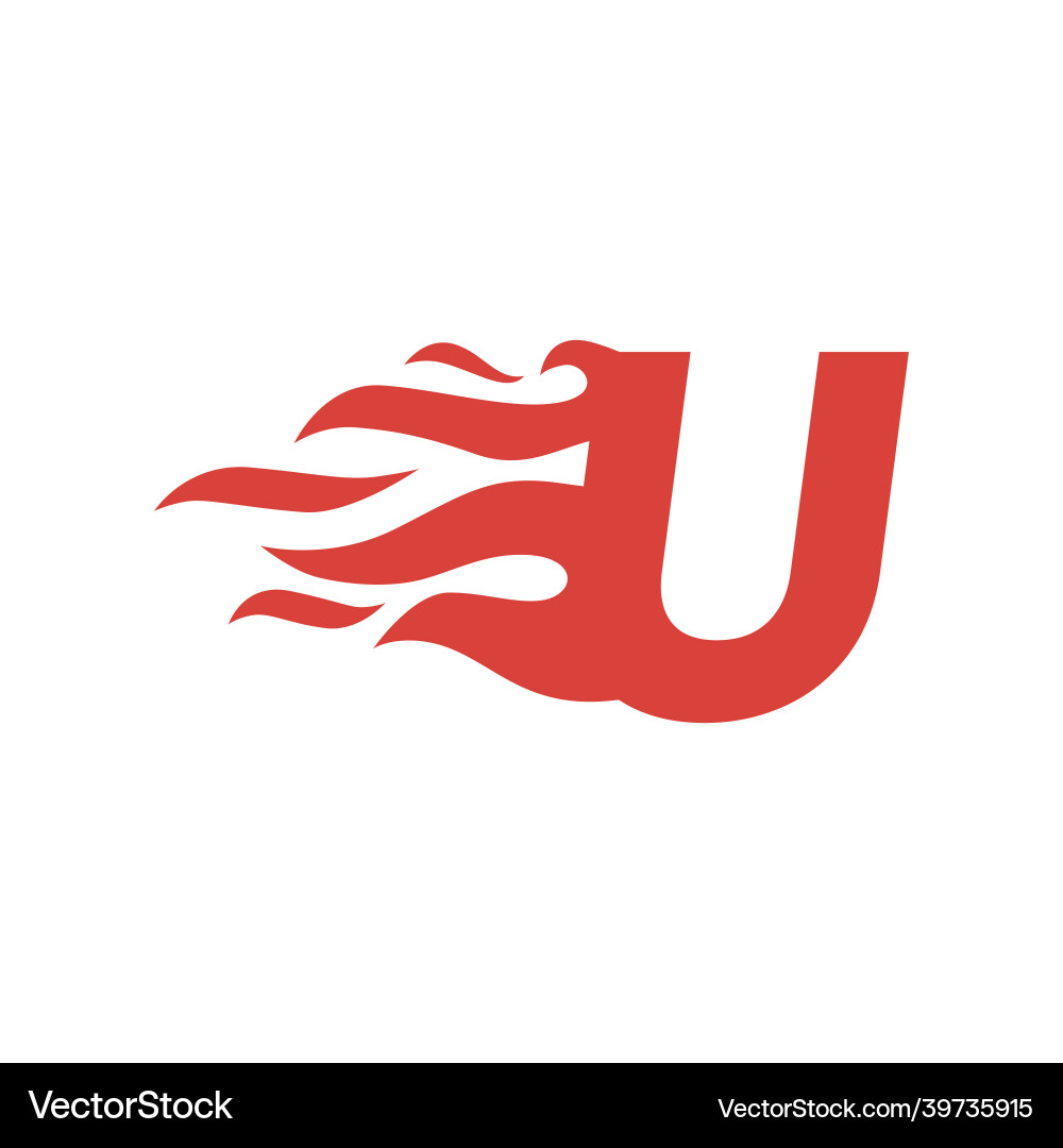 U letter fire flame hot uppercase logo icon Vector Image