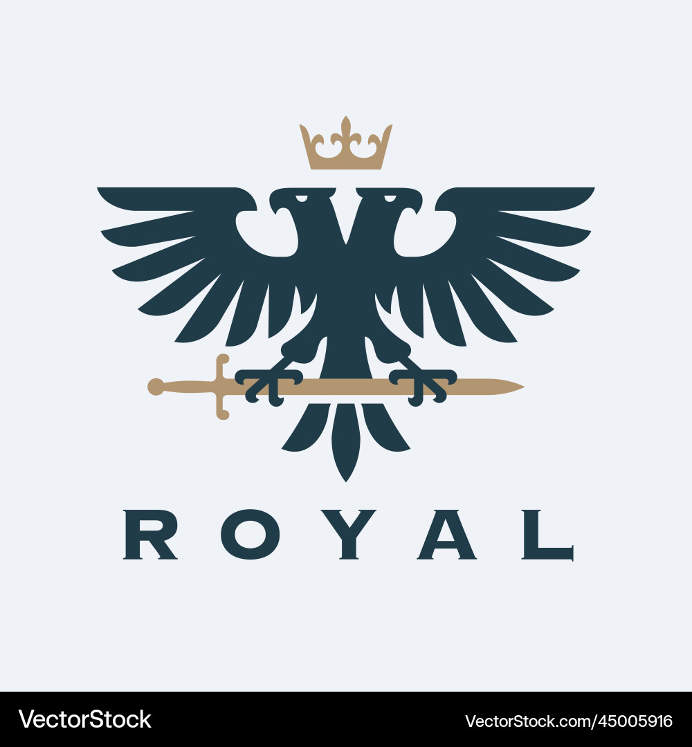 Double headed eagle logo design Royalty Free Vector Image