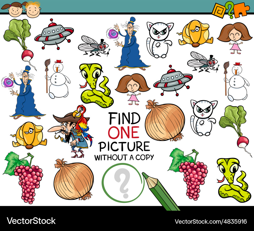 Find single picture game cartoon Royalty Free Vector Image