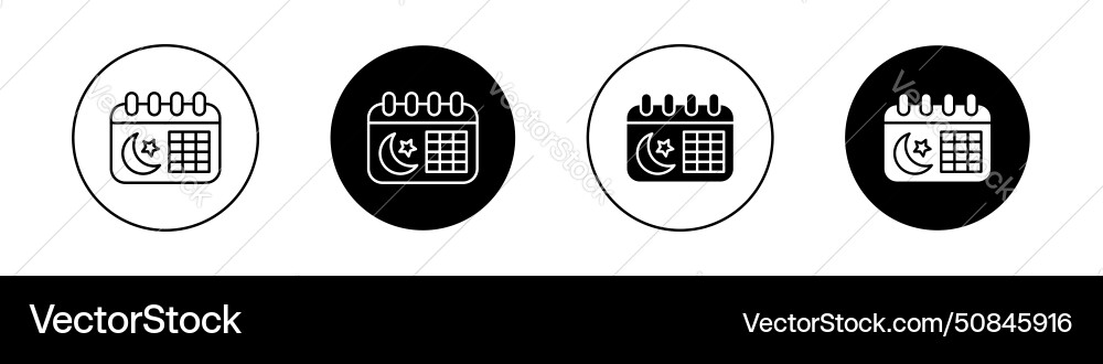 Islamic calendar icon set muslim eid or ramadan Vector Image