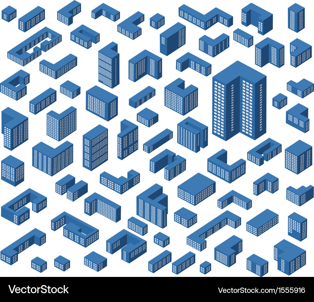 Isometric buildings Royalty Free Vector Image - VectorStock