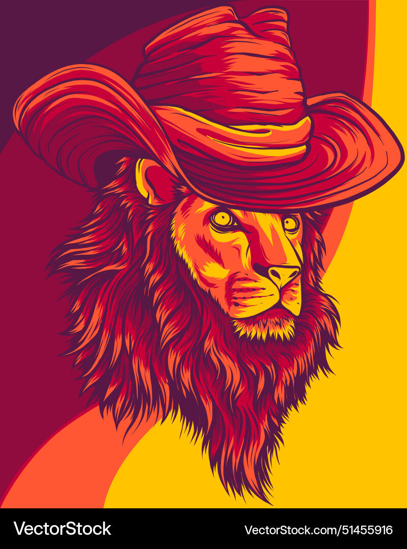 Lion cowboy mascot logo Royalty Free Vector Image