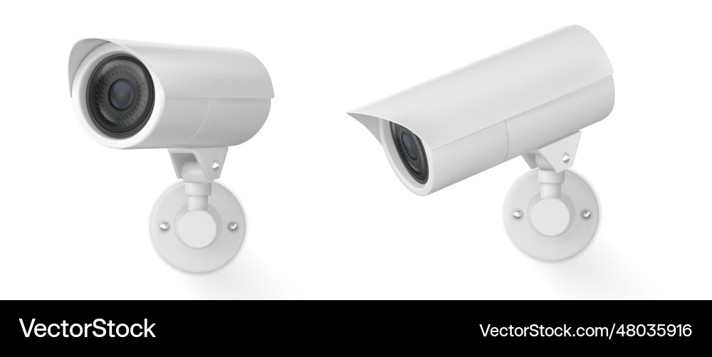 Realistic set of 3d cctv cameras Royalty Free Vector Image