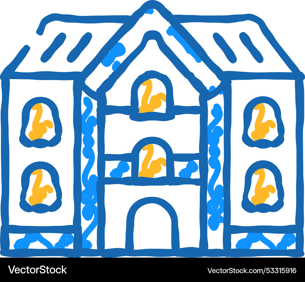 School building icon doodle Royalty Free Vector Image